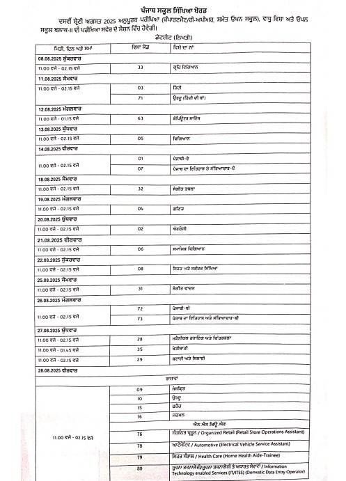PSEB Class 10th Compartment Date Sheet 2025 (Out): Check PSEB 10th Date Sheet here!